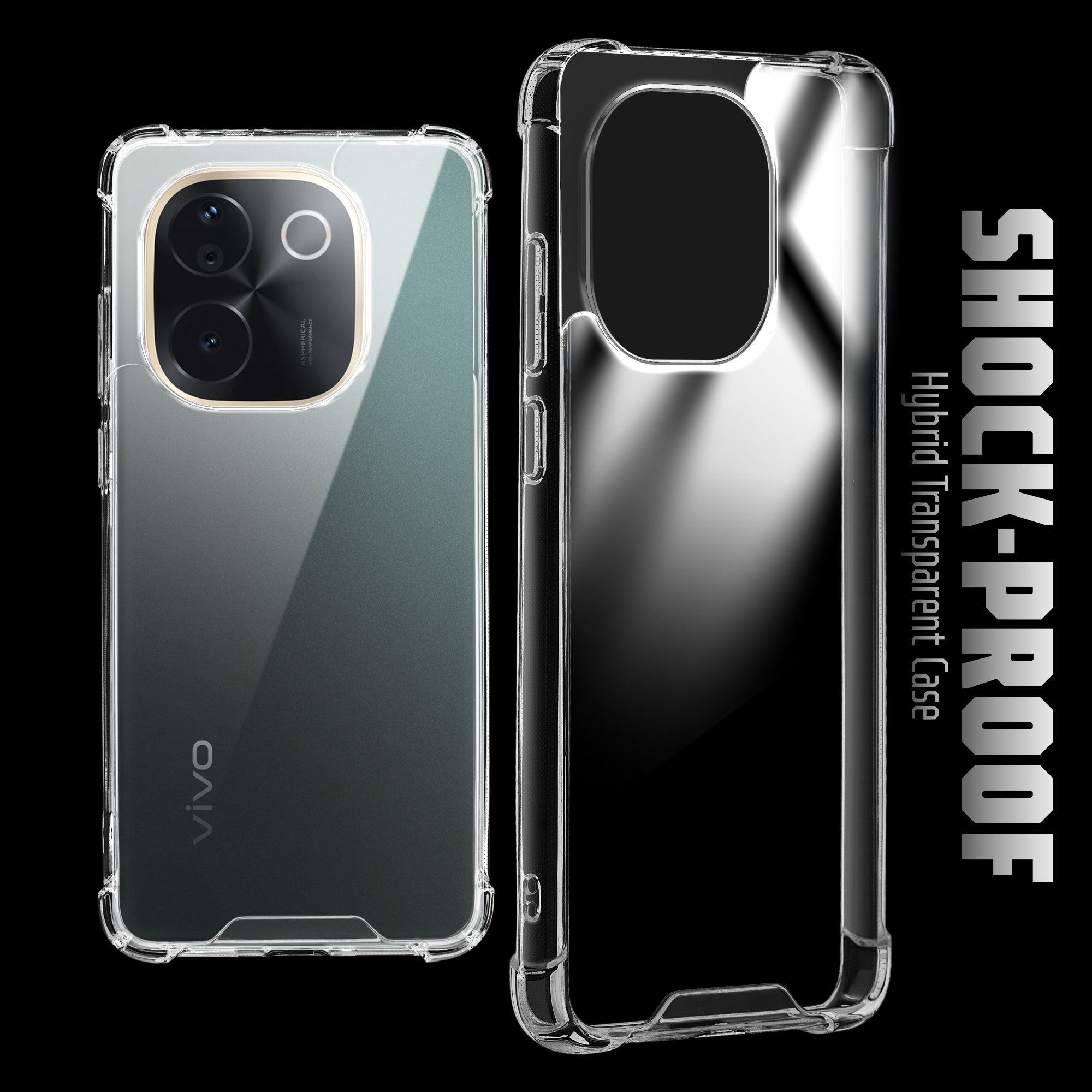 Transparent Shockproof Phone Back Cover Case With Raised Edges For Viv