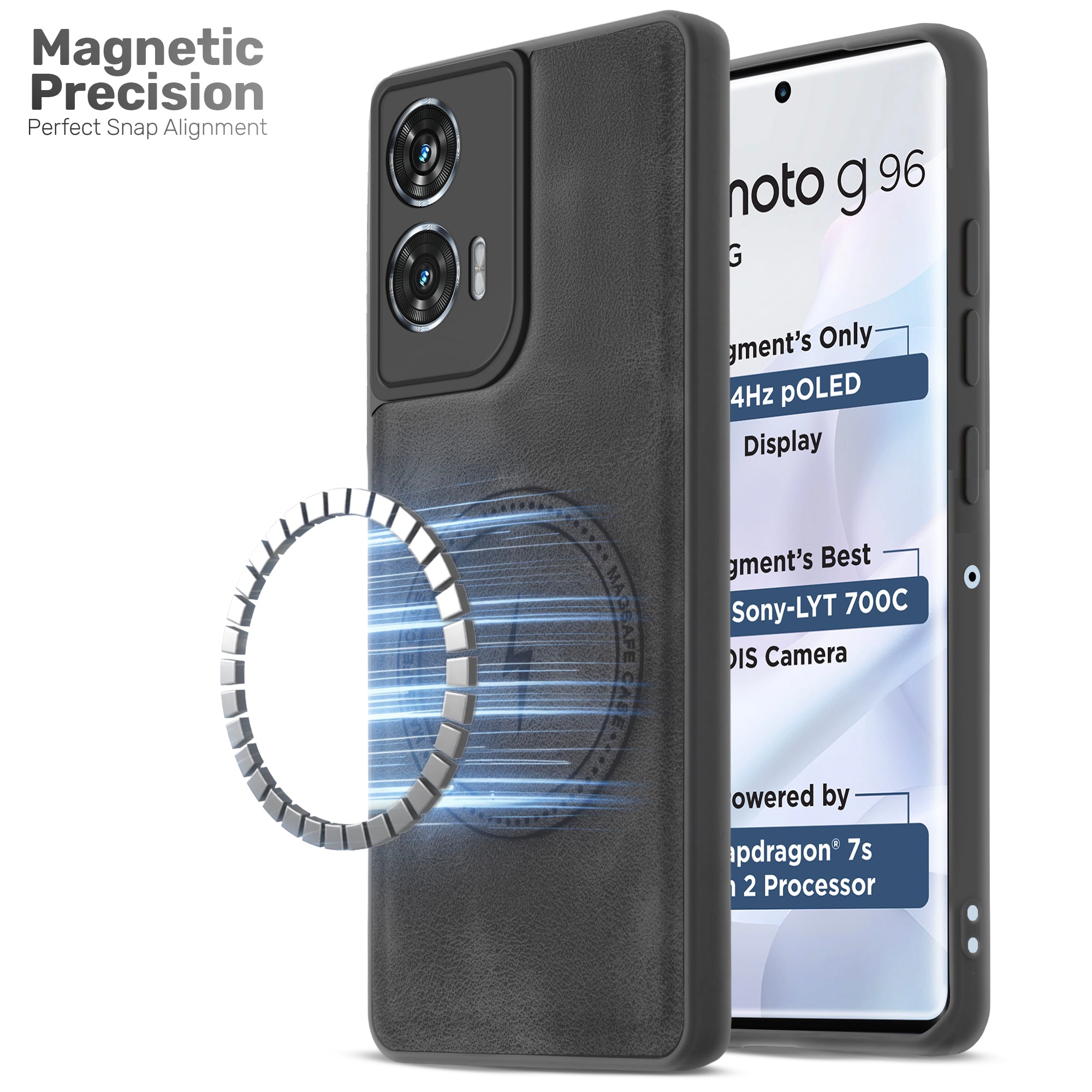 Refined PU Leather Case for Motorola Moto G96 5G