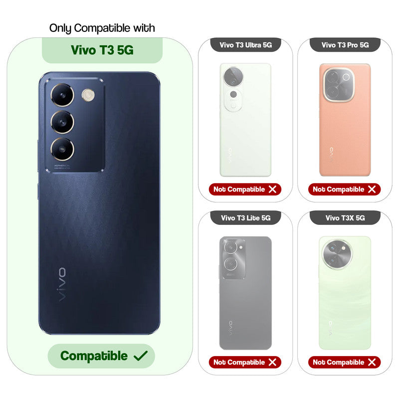 Hybrid PU Leather Matte Cover for Vivo T3 5G